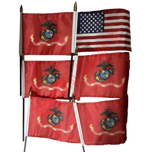 None and/or Unknown | Accents | 6pk Flags Us Flag Usmc Flags 5 6w X 4h ...